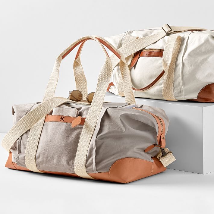 Personalized Canvas and Leather Weekender Bag | Mark and Graham