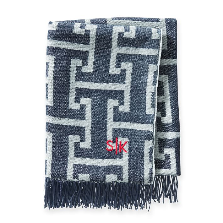 Greek Key Personalized Throw Blanket | Mark and Graham