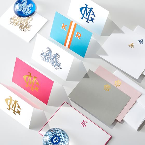 Foil Pressed Folded Notecards - Set of 25 | Personalized Stationary ...