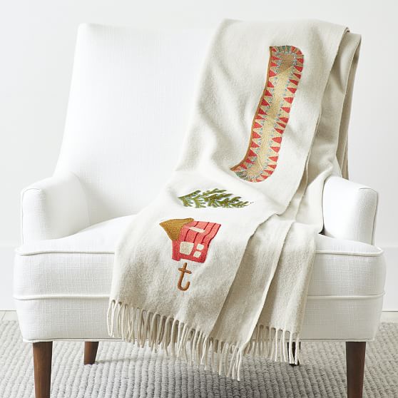 Hand Embroidered Wool Throw | Mark and Graham