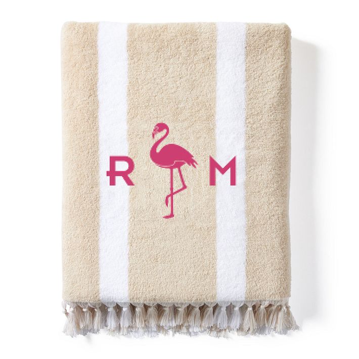 Classic Striped Personalized Beach Towel Mark And Graham