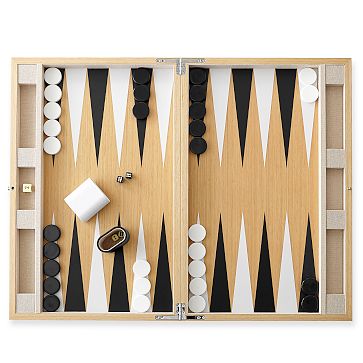 Monogrammed Oak Backgammon Set | Mark and Graham