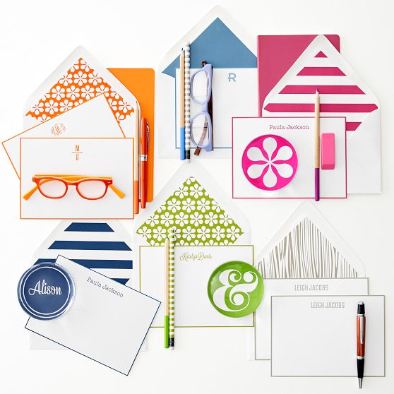 Letterpress Striped Personalized Stationery Cards - Set of 50 | Mark ...