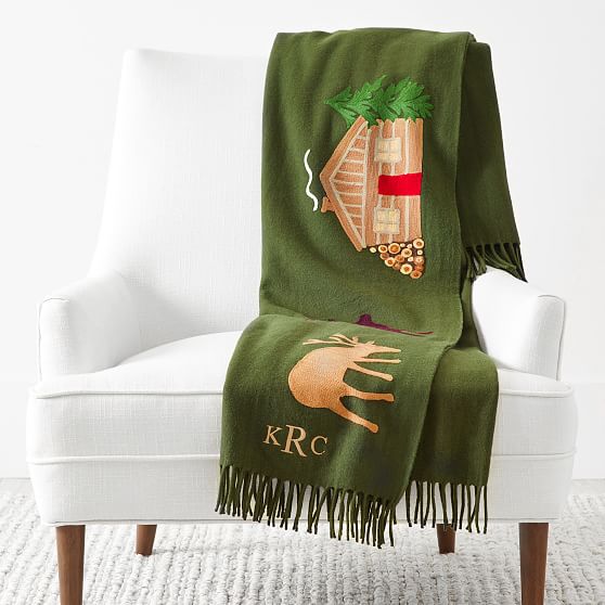 Hand Embroidered Wool Throw | Mark and Graham