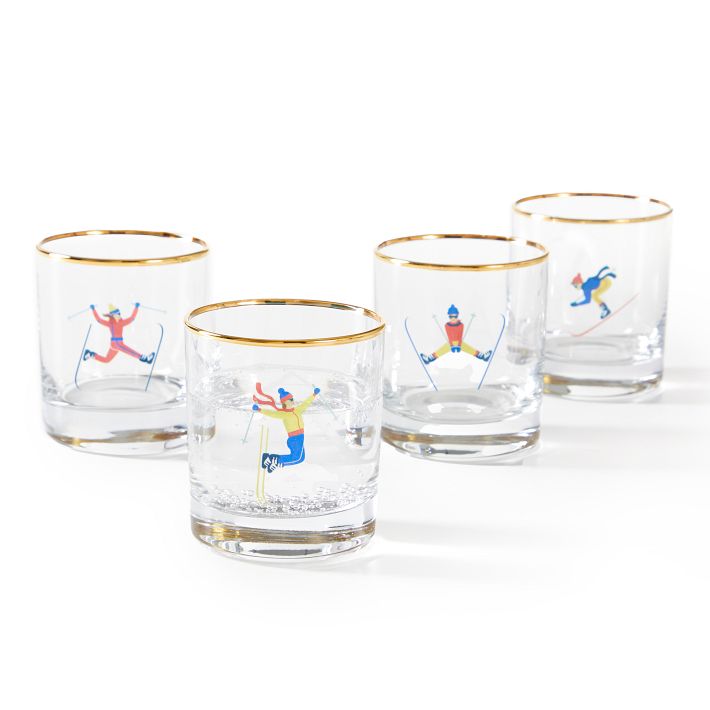 Skier Rocks Glasses, Set of 4 | Mark and Graham