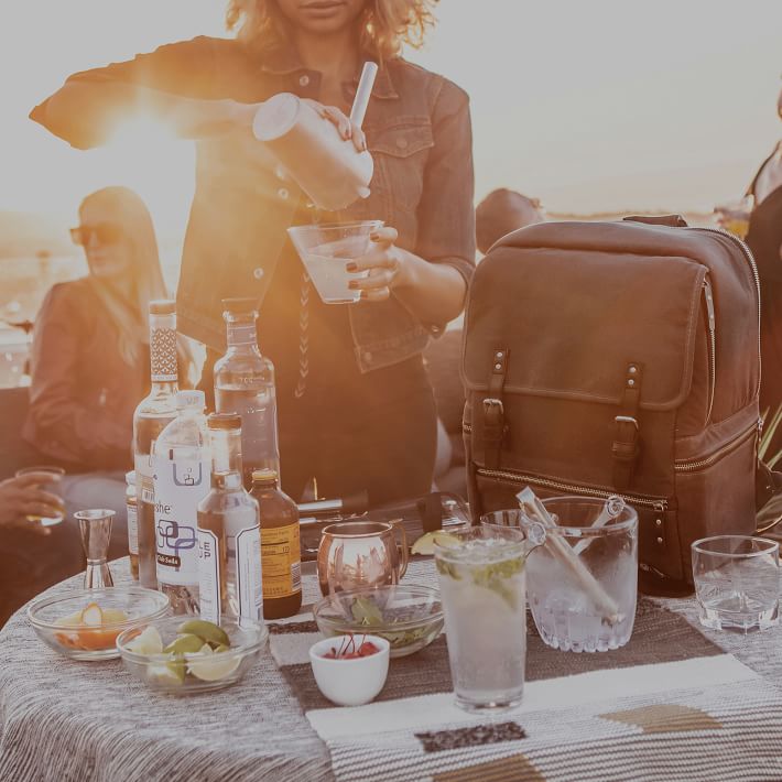 Waxed Canvas Bar Backpack Portable Cocktail Set | Mark and Graham