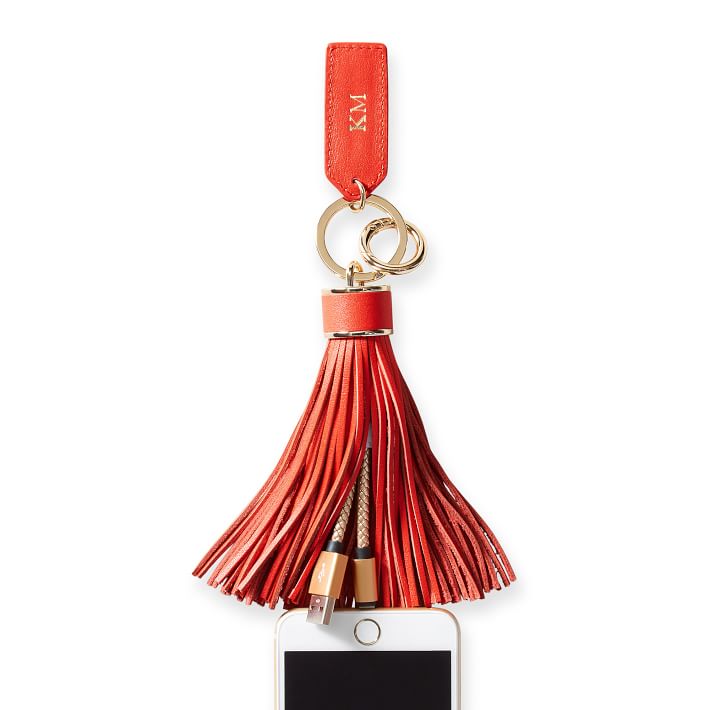 Oversized Leather Tassel Charging Keychain | Mark and Graham