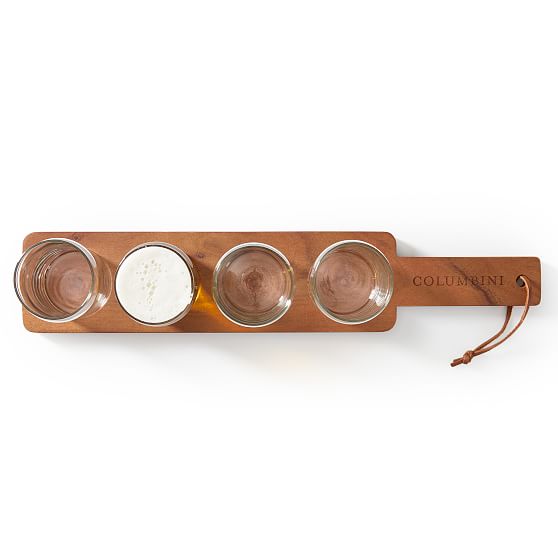 Acacia Wood Beer Flight Tasting Set | Mark and Graham