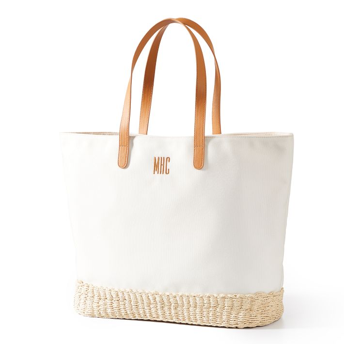 Canvas and Raffia Tote | Mark and Graham