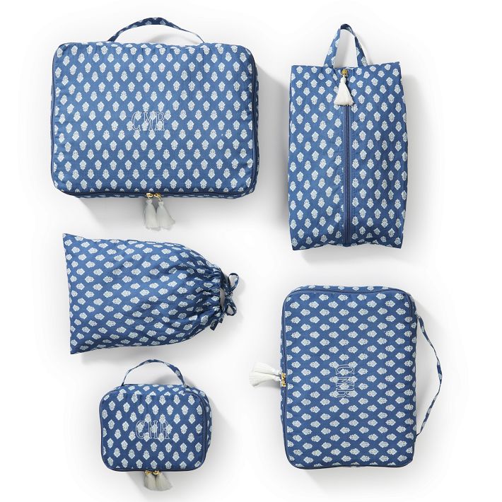 5 Piece Block Print Packing Cube Set | Mark and Graham