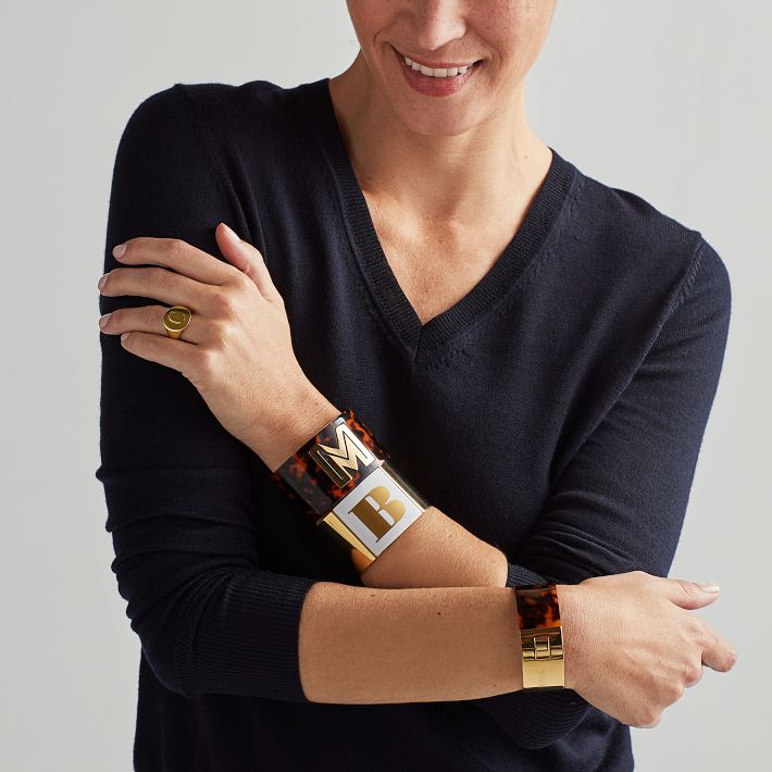 Monogrammed Color Panel Cuff Bracelet | Mark and Graham