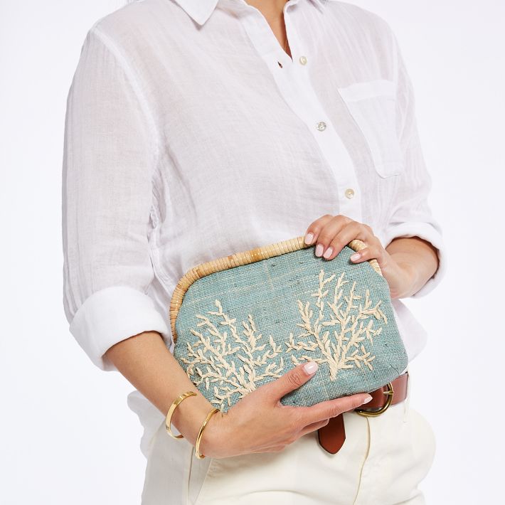 Embroidered Raffia Crossbody Bag | Mark and Graham