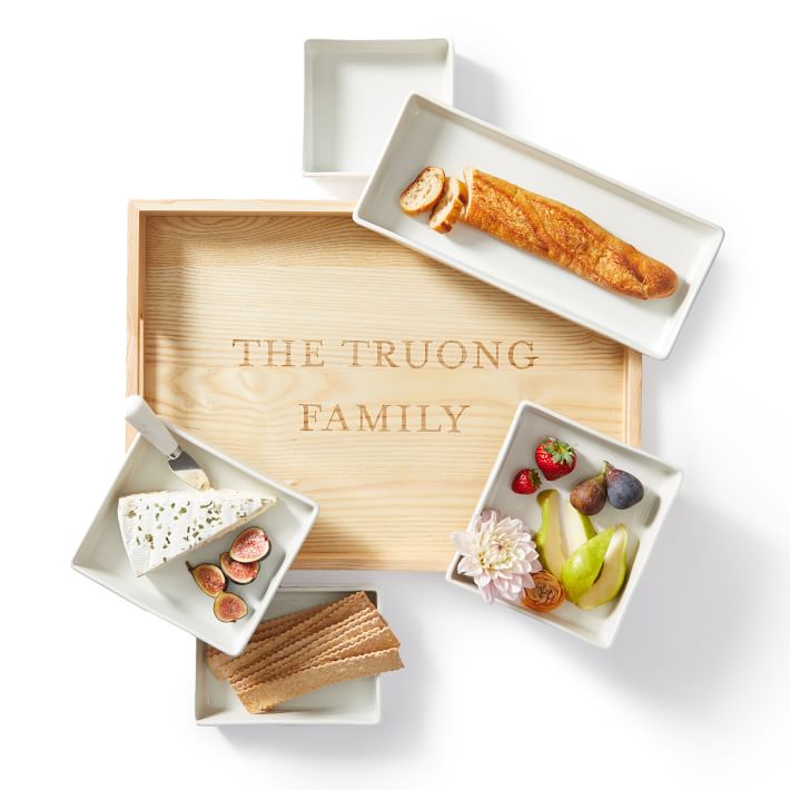 Rectangle Ash Wood and Ceramic 5-Piece Serving Set | Mark and Graham