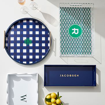 Gingham Lacquer Serving Tray | Mark and Graham