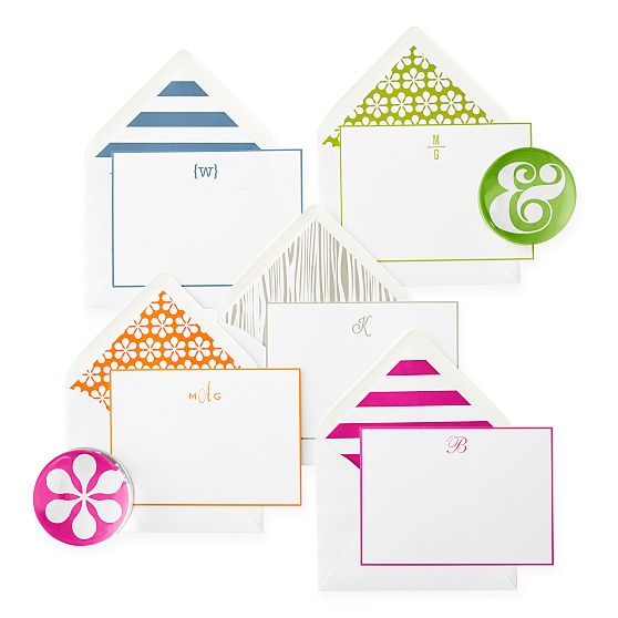 Letterpress Striped Personalized Stationery Cards - Set of 50 | Mark ...