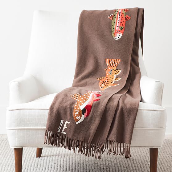 Hand Embroidered Wool Throw | Mark and Graham