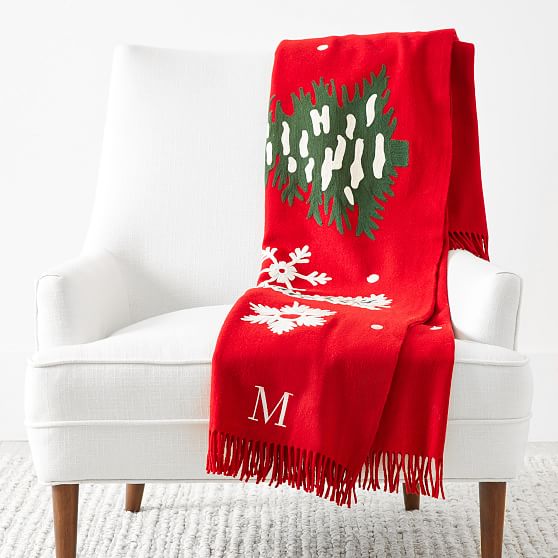 Hand Embroidered Wool Throw | Mark and Graham