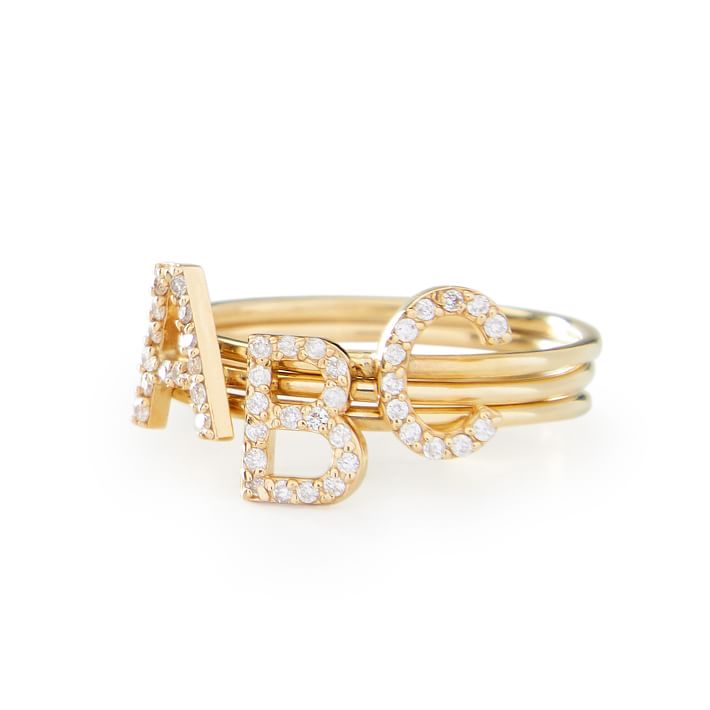 Sarah Chloe Amelia Stacking Initial Rings | Personalized Rings | Mark and Graham