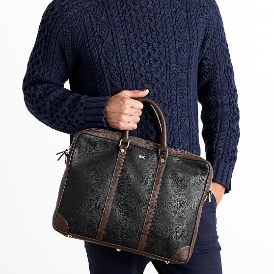 Personalized Italian Leather Briefcase | Monogrammed Work Bag | Mark ...