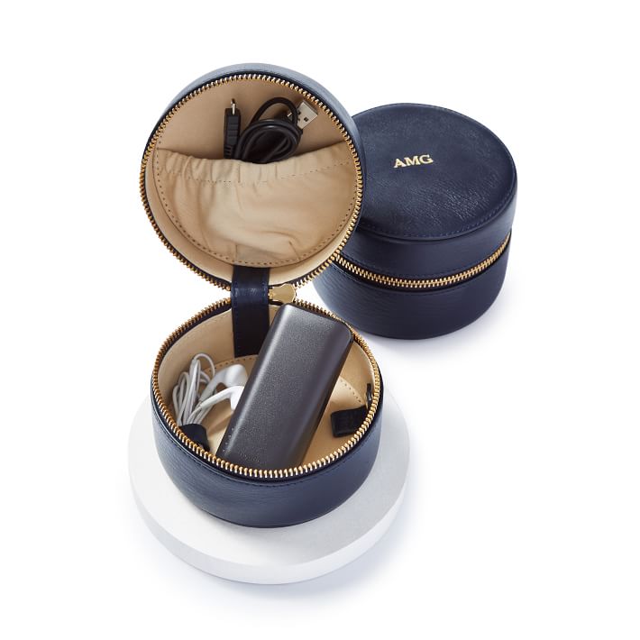 Zoe Leather Round Tech Case | Mark and Graham