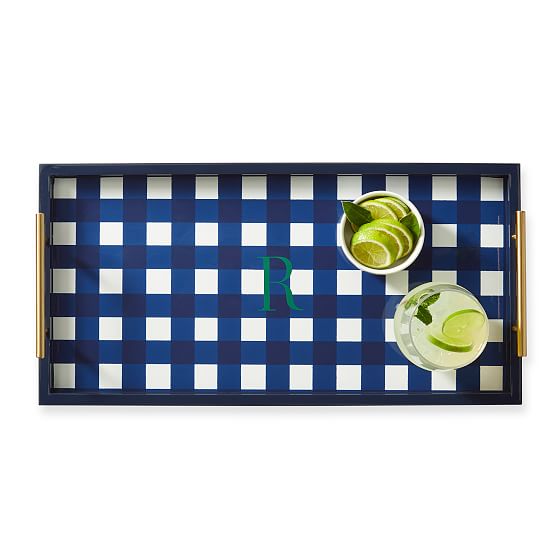 Gingham Lacquer Serving Tray | Mark and Graham