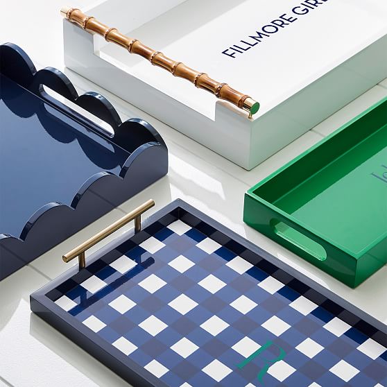 Gingham Lacquer Serving Tray | Mark and Graham