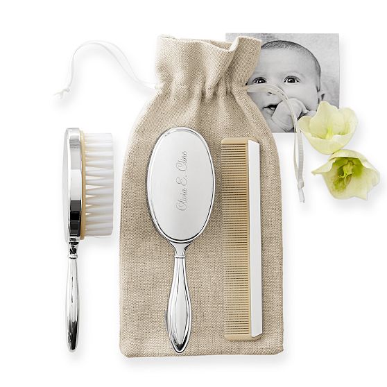 Silver Baby Brush & Comb Set | Personalized Baby Keepsake | Mark and Graham