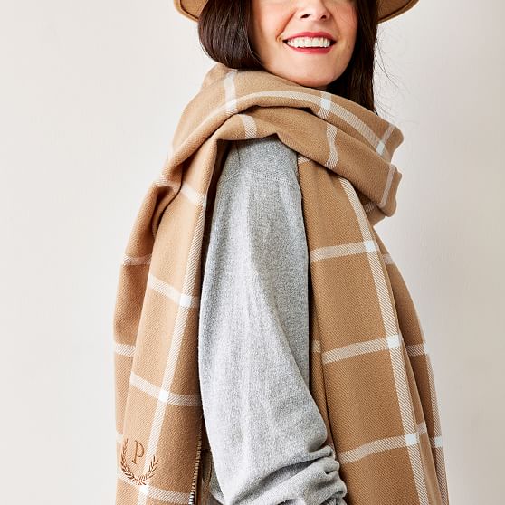 Windowpane Monogrammed Blanket Scarf | Personalized Accessories | Mark ...
