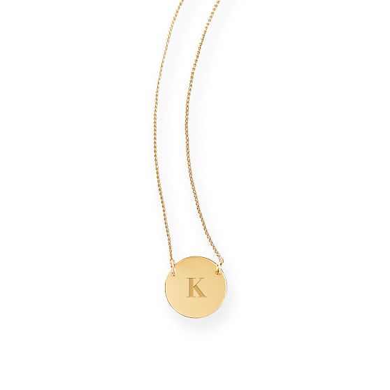 M&G Signature Gold Disc Intial Necklace With Rope Chain | Mark and Graham