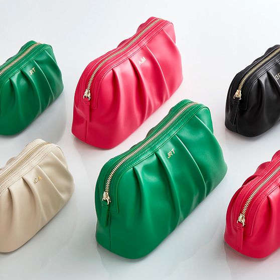 Vegan Leather Ruched Pouch Set | Mark and Graham