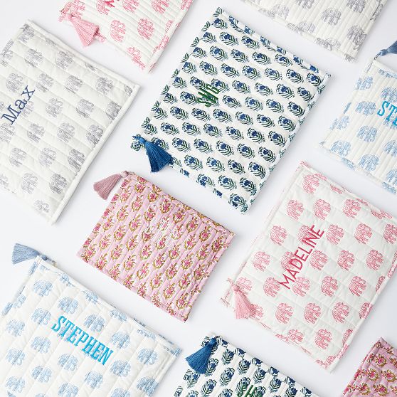 Block Print Flat Pouches, Set of 2 | Mark and Graham