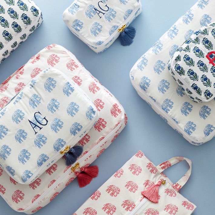 5 Piece Block Print Packing Cube Set | Mark and Graham