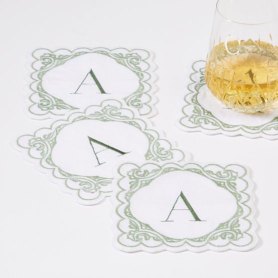 Bespoke Embroidered Coasters, Set of 4 | Mark and Graham
