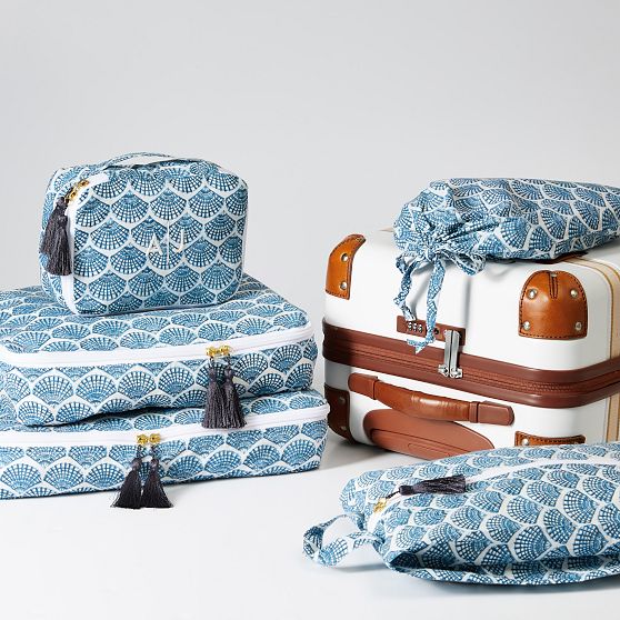 5 Piece Block Print Packing Cube Set | Mark and Graham