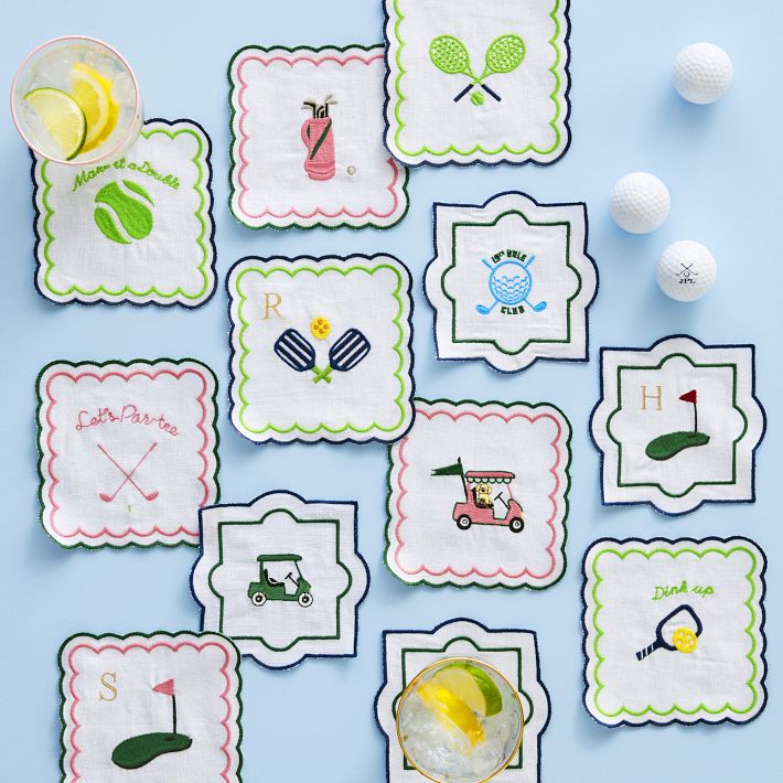 Sports Embroidered Coasters, Set of 4 | Mark and Graham