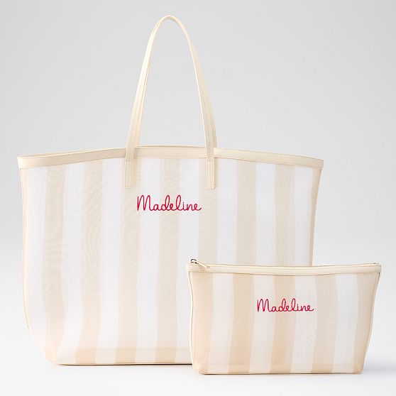 Cabana Stripe Mesh Pouch | Mark and Graham