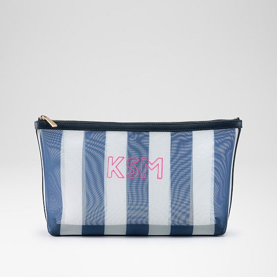 Cabana Stripe Mesh Pouch | Mark and Graham