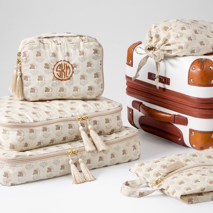 5 Piece Block Print Packing Cube Set | Mark and Graham