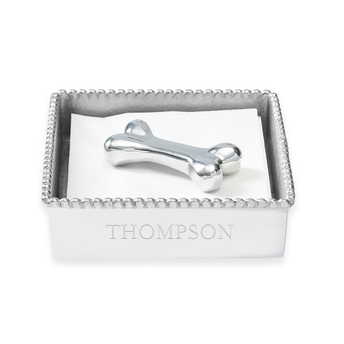 Beaded Silver Cocktail Napkin Box | Mark and Graham