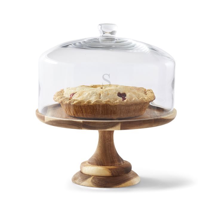 Acacia Wood Cake Stand with Glass Dome | Mark and Graham