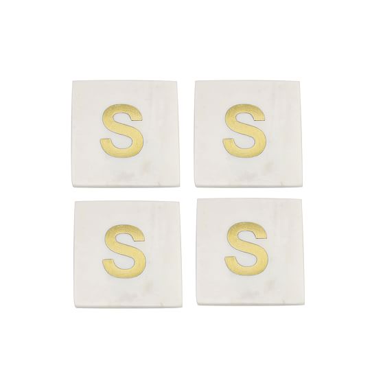 Marble Initial Coasters, Set of 4 | Mark and Graham