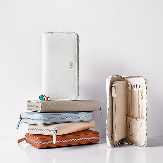 Monogrammed Travel Jewelry Wallet - Shadow Print | Mark and Graham