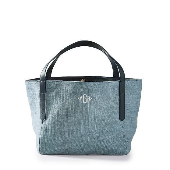 Monogrammed Italian Linen Travel Tote Bag | Mark and Graham