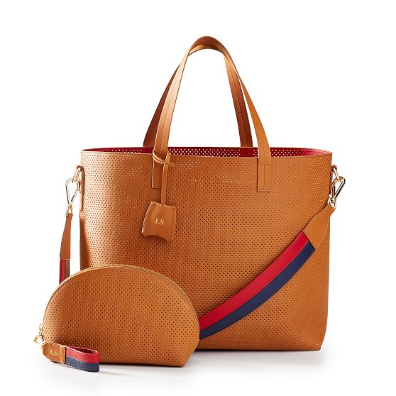 Monogrammed Perforated Tote Bag | Mark and Graham