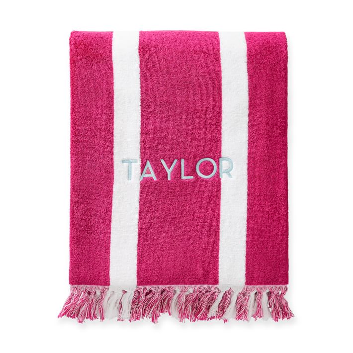 Classic Striped Personalized Beach Towel Mark And Graham