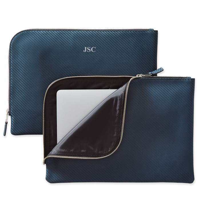 Carbon Fibre Leather Tech Zipper Case | Tech Accessories | Mark and Graham