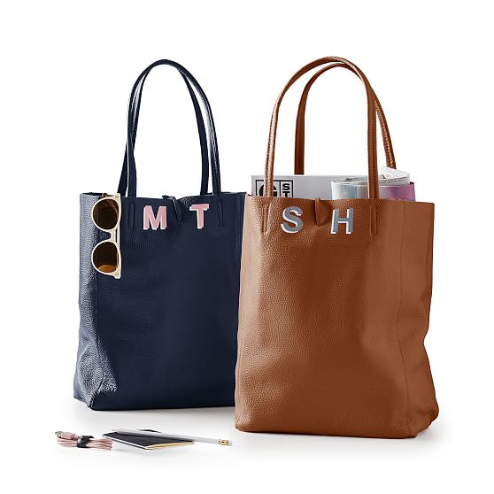Monogrammed Hand-Painted Italian Leather Tote Bag | Mark and Graham