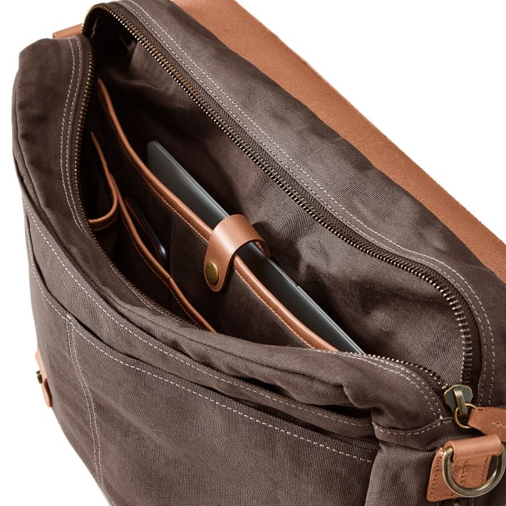 Beckett Waxed Canvas and Leather Messenger Briefcase | Mark and Graham