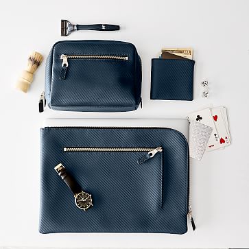 Carbon Fibre Leather Tech Zipper Case | Tech Accessories | Mark and Graham