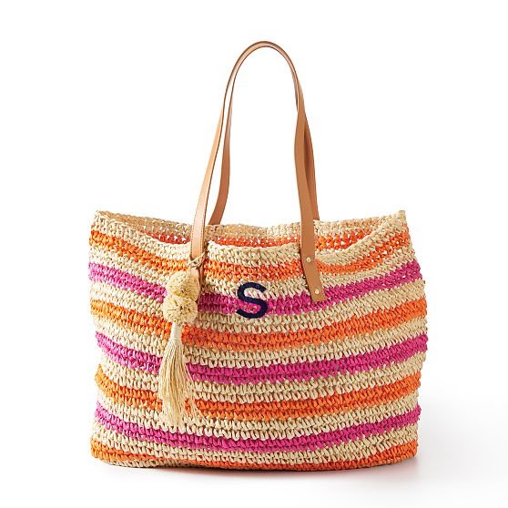 Colorful Stripe Straw Tote | Mark and Graham